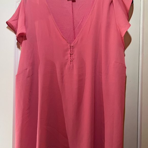 LOFT | Tops | Loft Pink Flutter Sleeve Blouse Relaxed Style | Poshmark